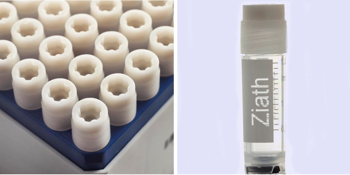 Externally threaded cryogenic sample storage tubes